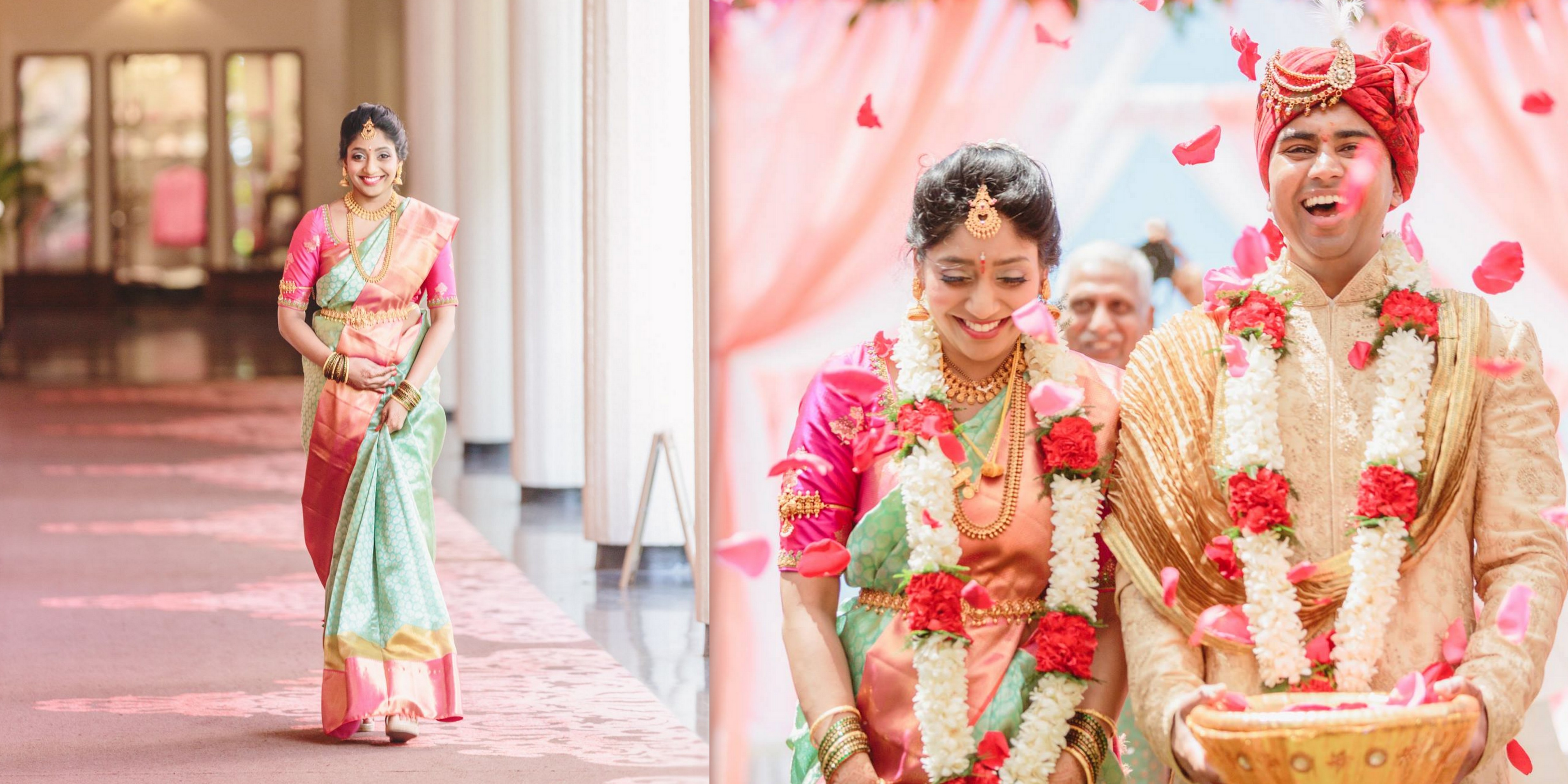 A Gorgeous Day Wedding With The Bride In An Offbeat Hued Silk Saree ...
