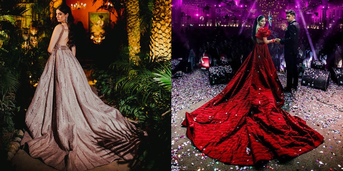 These Real Brides Had The Most Dramatic Cocktail Gown Back Shots ...