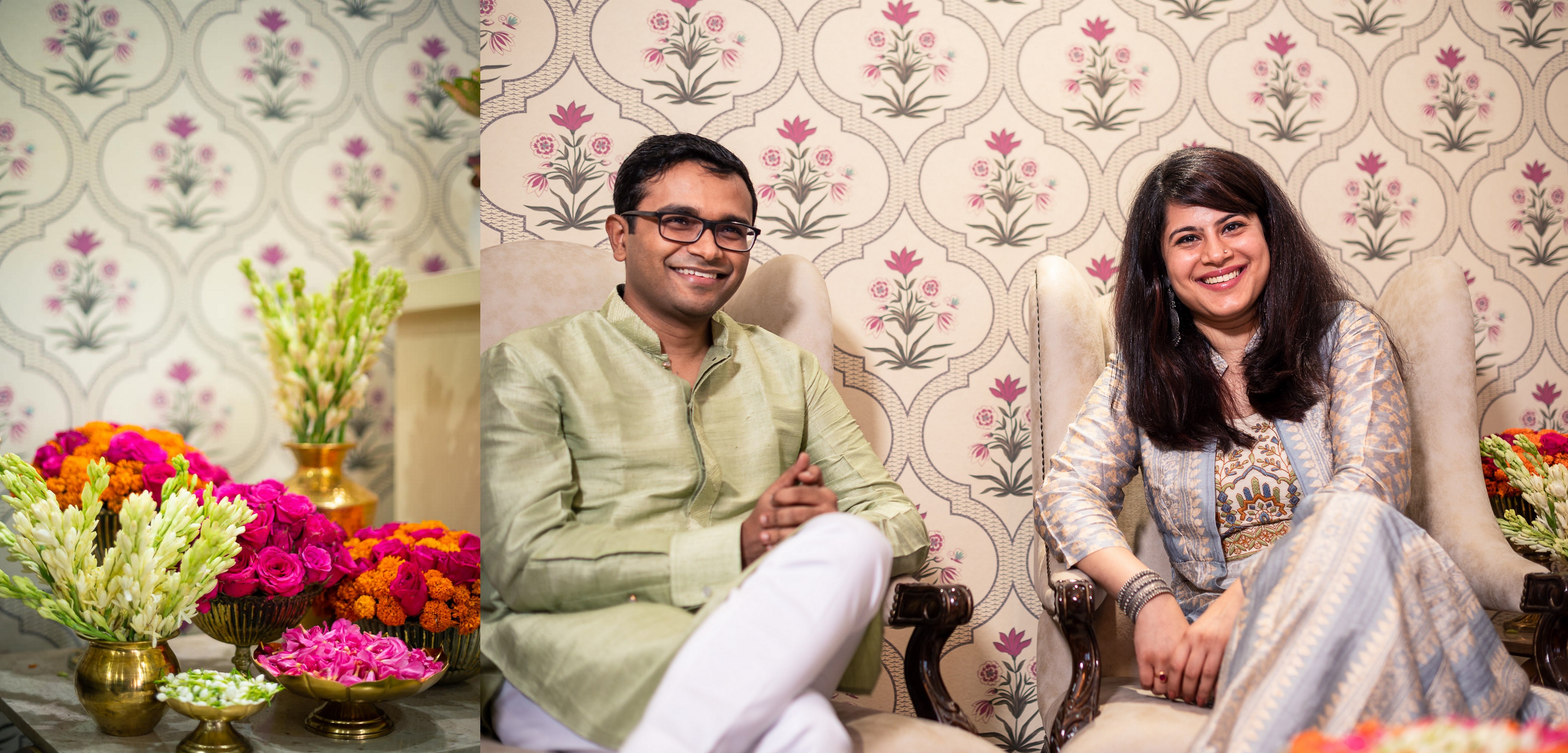 An Intimate Home Roka With Gorgeous Floral Decor | WedMeGood