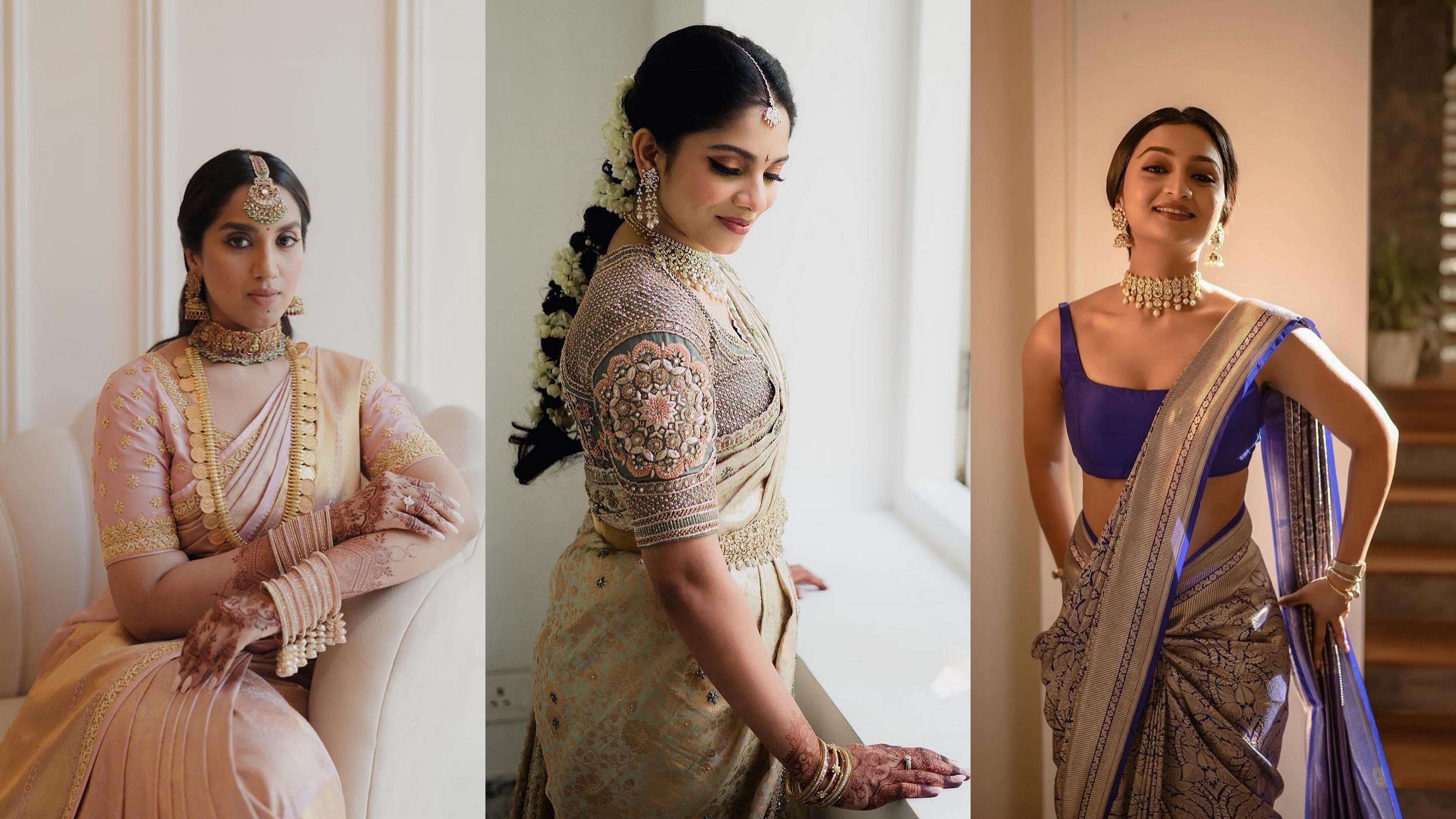 Brides Who Wore Kanjeevarams in Unique & Offbeat Colors | WedMeGood