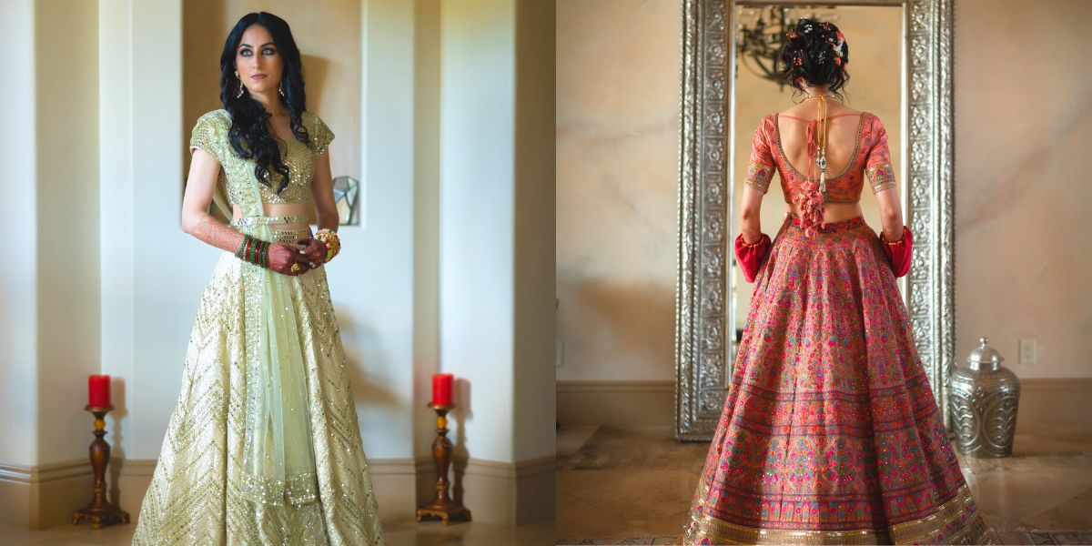 Elegant Wedding With A Bride Who Wore Two Unusually Pretty Lehengas ...