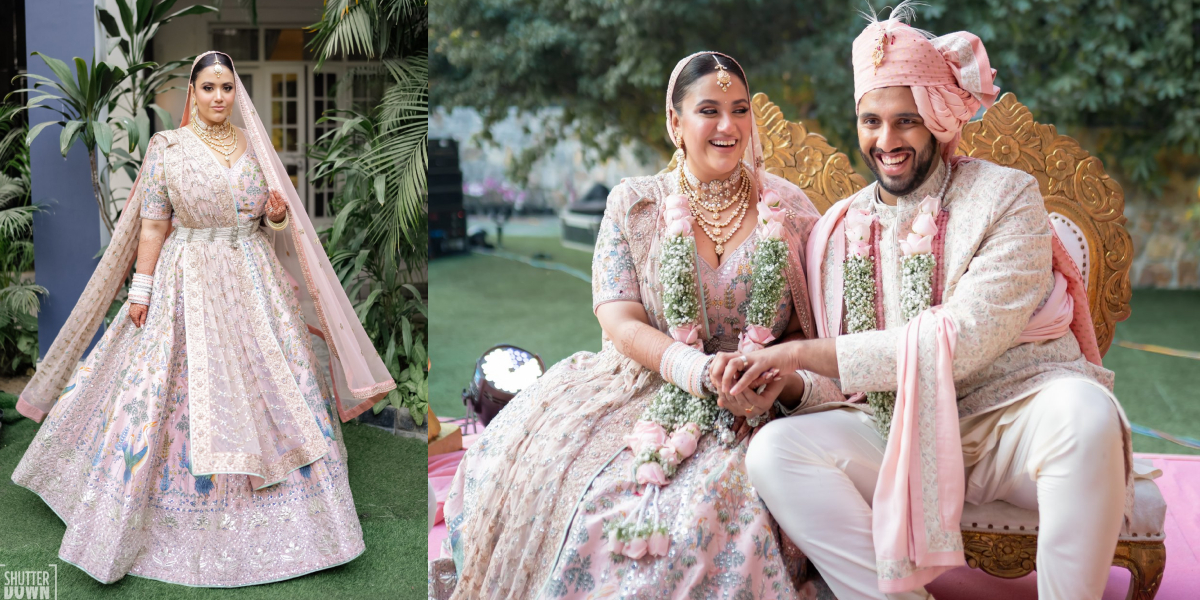 Pretty Pastel Wedding In Delhi With The Bride In A Handpainted Lehenga ...