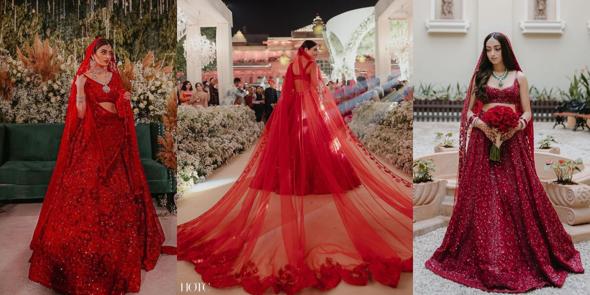 These Brides Are Proof That Red Monotone Lehengas Are Timeless! | WedMeGood